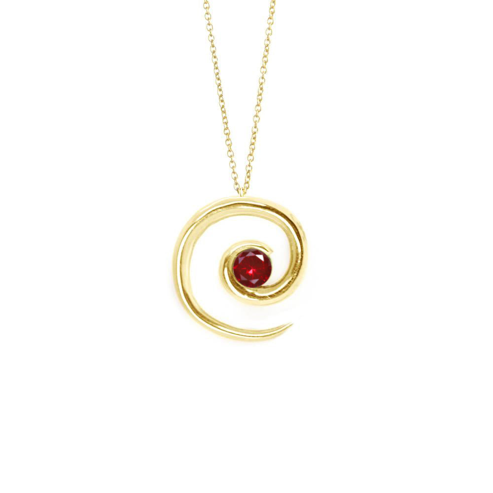 Yellow Gold Vermeil Spiral Ruby Necklace | Augustine Jewels London